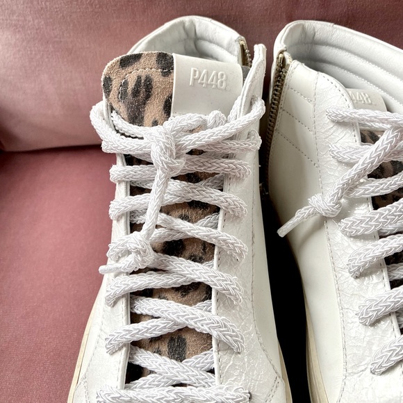 P448 | Shoes | New P448 White Leather Hi Top Skate Sneakers Size 39 ...